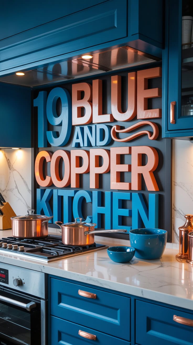 19 Blue and Copper Kitchen Designs